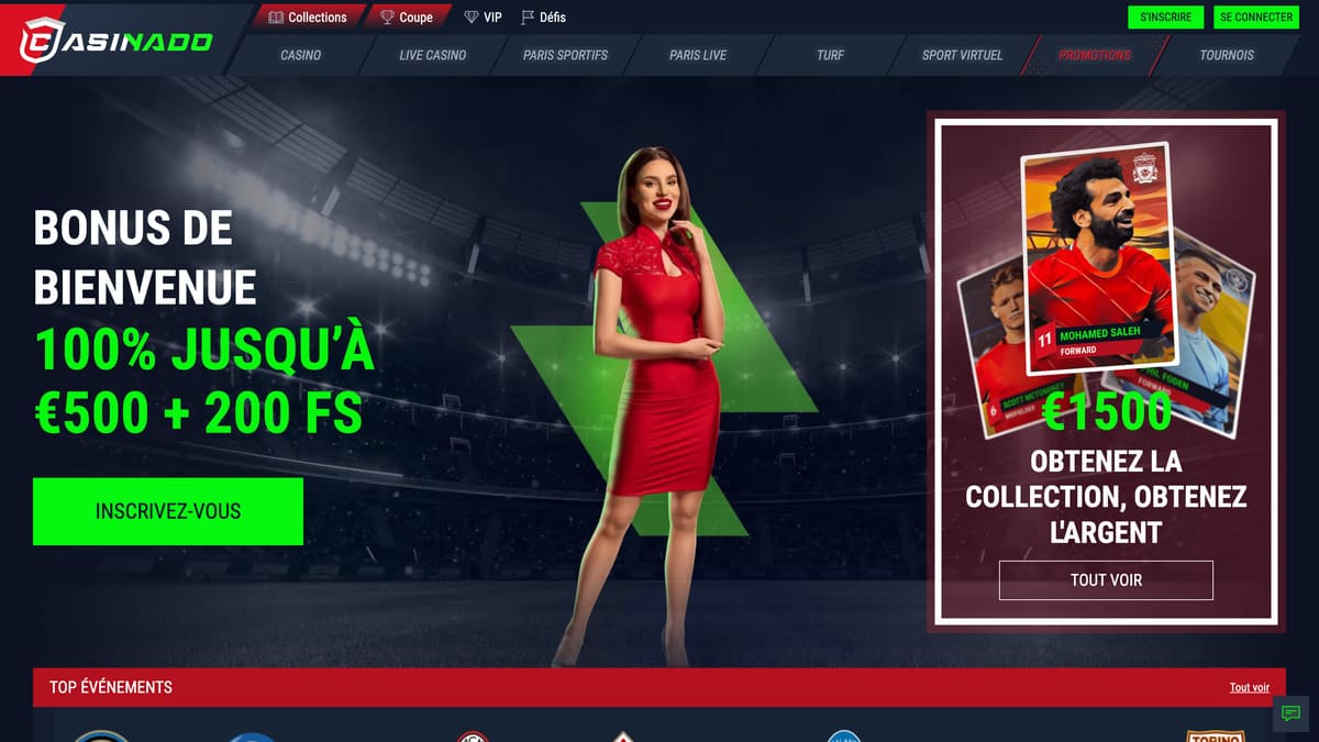 Casinado casino | Bonus 100% jusqu'à 500€ + 200FS